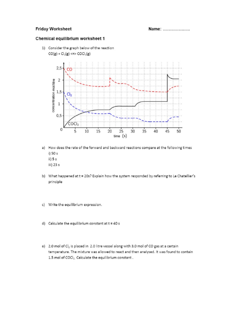 Chemical Equilibrium Worksheet 1 | PDF