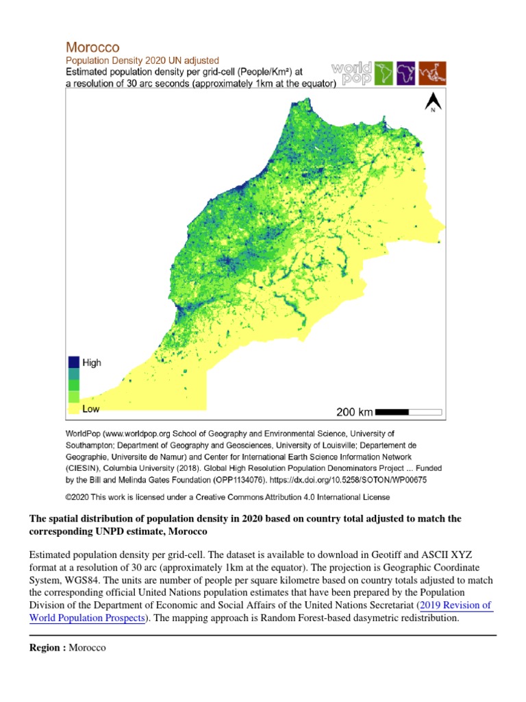 Morocco Population Density Map 2020 | PDF