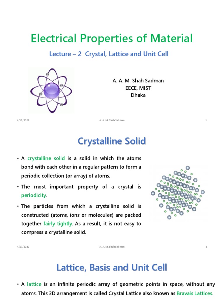 Lecture 2 | PDF | Crystal Structure | Crystal