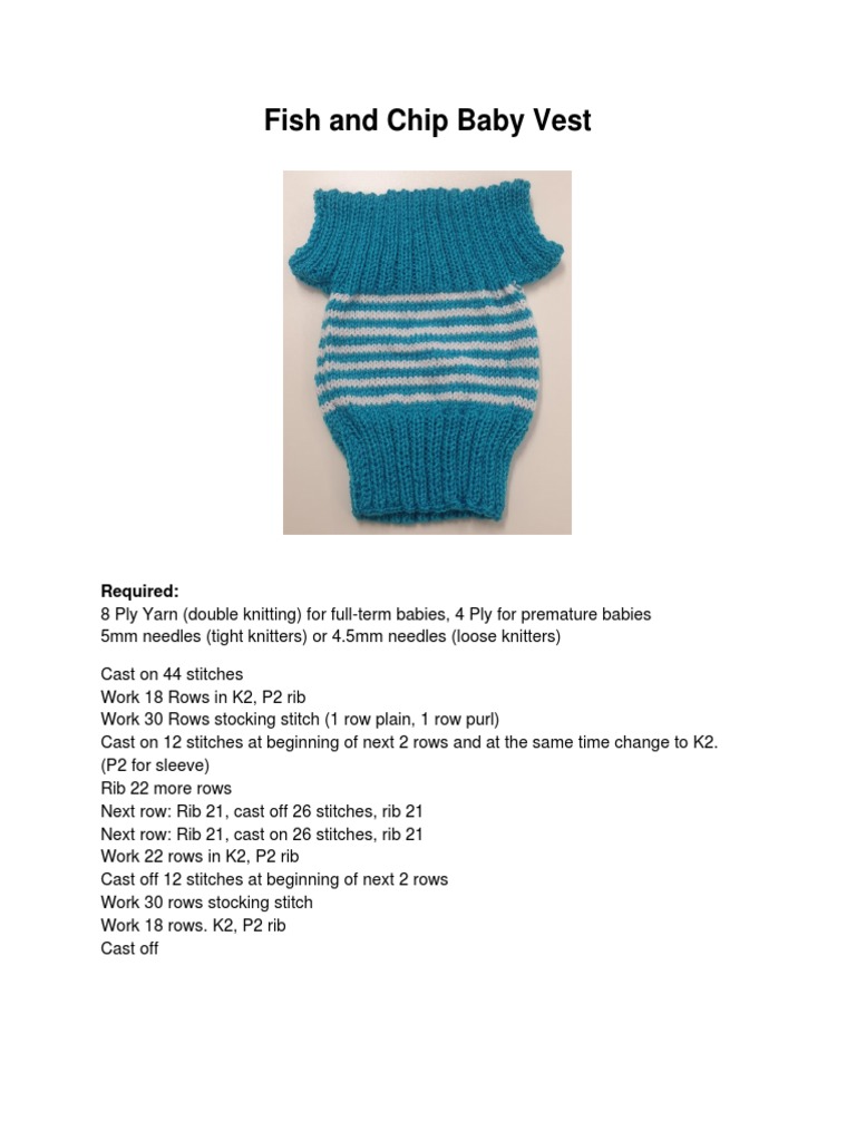 Fish and Chip Baby Vest Pattern | PDF
