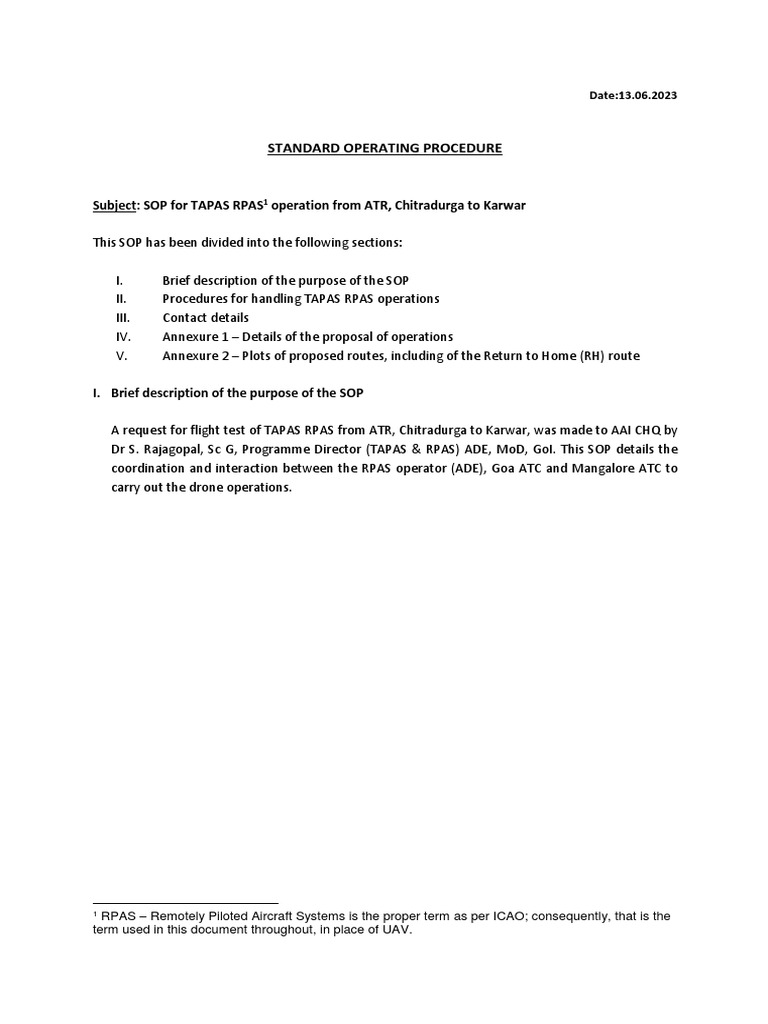 Standard Operating Procedure - ATC Drone Operations Version 3 - 13 June ...