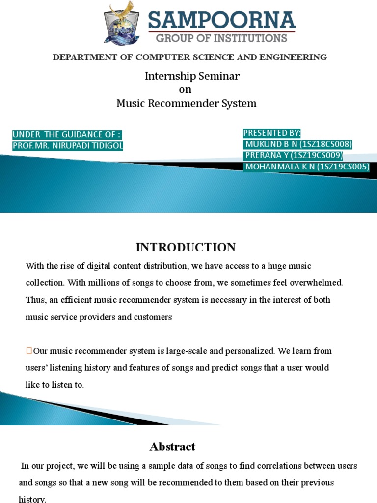Music Recommendation System | PDF | Computing | Information Science