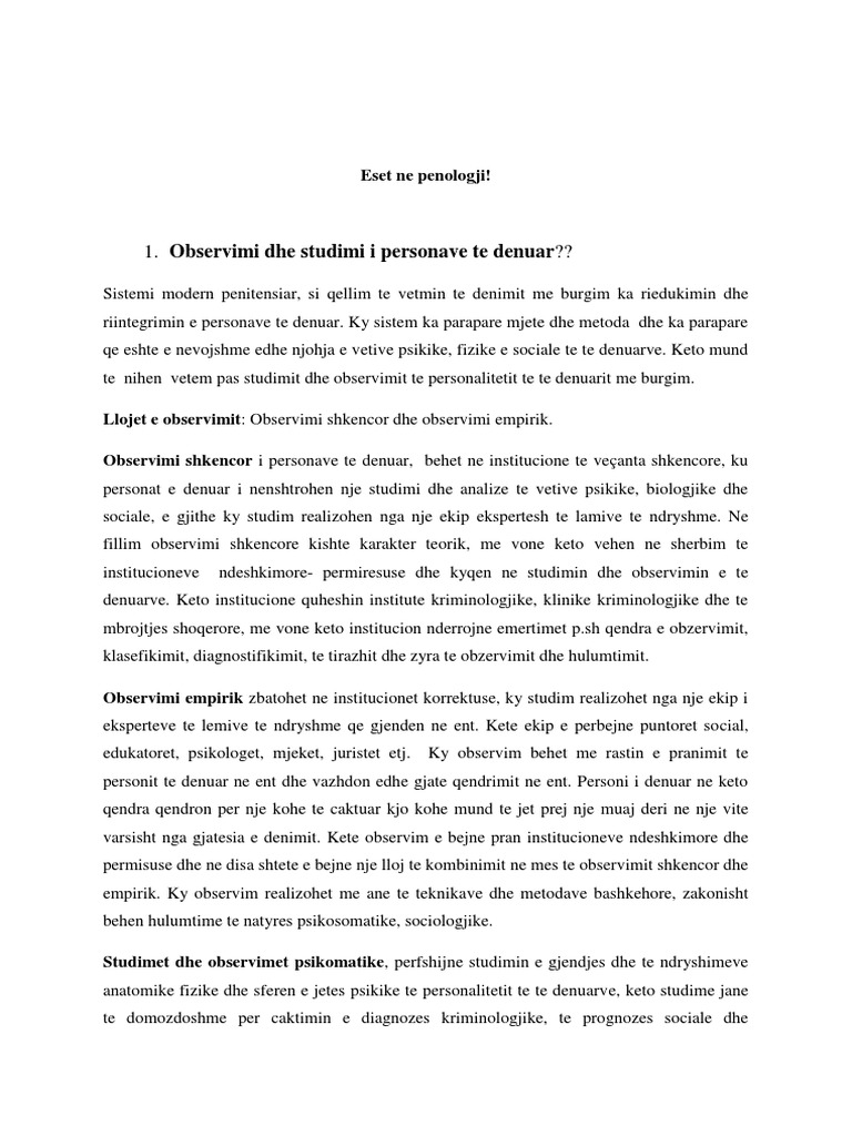 Eset e Gjata Ne Penologji | PDF