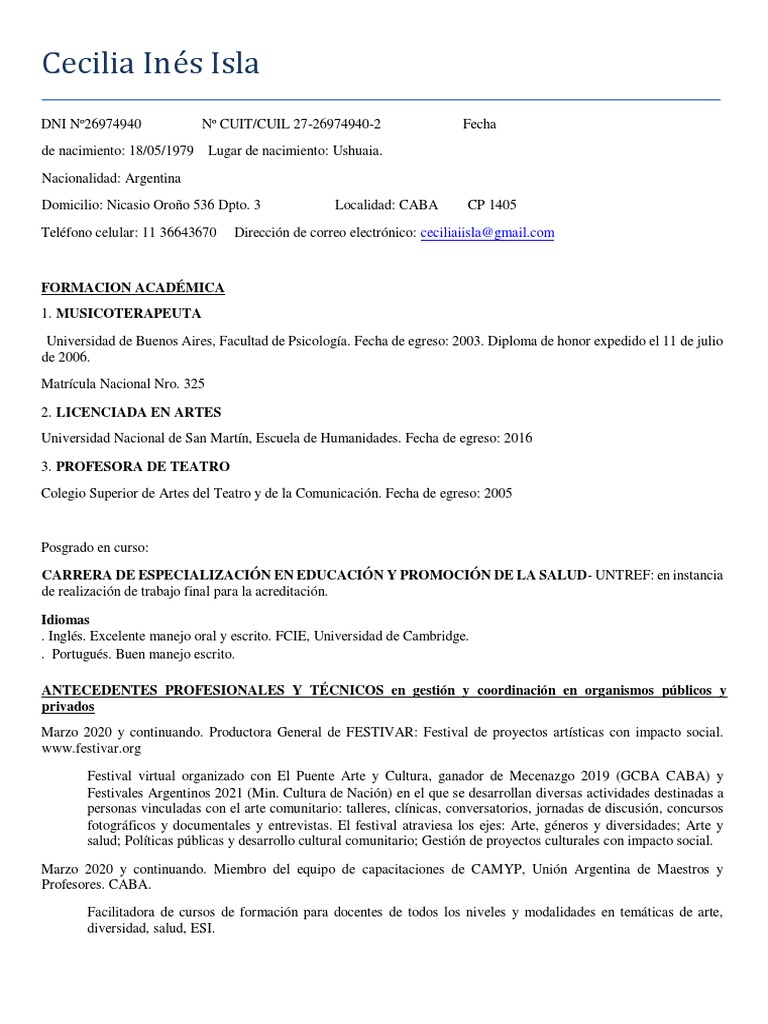 64-Cv Cecilia Isla 2021 | PDF