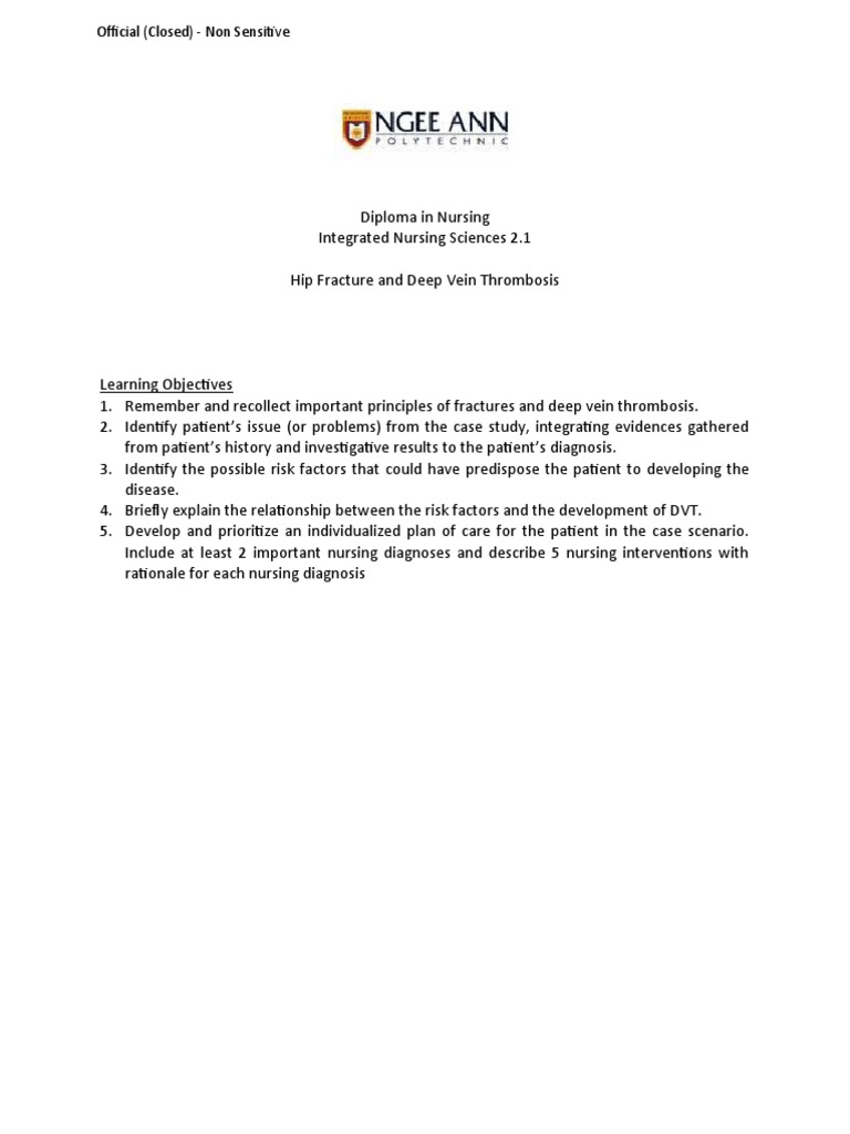 Hip Fracture & DVT Nursing Guide | PDF | Thrombosis | Vein