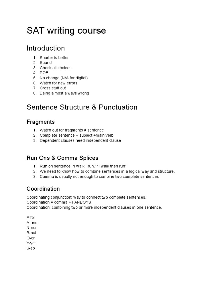 SAT Writing Tips & Strategies | PDF