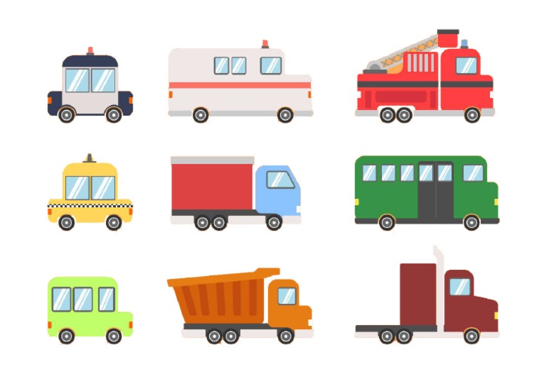 Land Transportation Clipart Vector Set | PDF