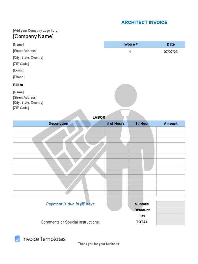 Architect Invoice Template | PDF