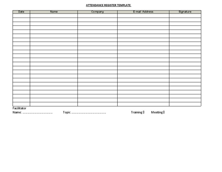 Attendance Register Template | PDF