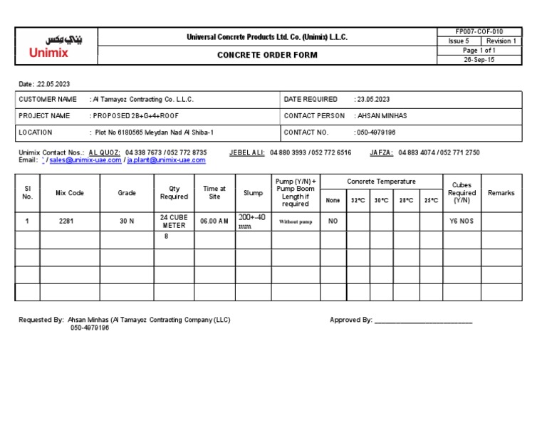 Concrete Request 23.05.2023 For MA-02 | PDF