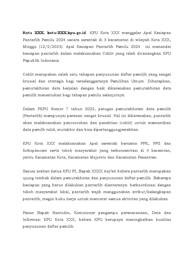 Contoh Rilis Berita Kegiatan | PDF