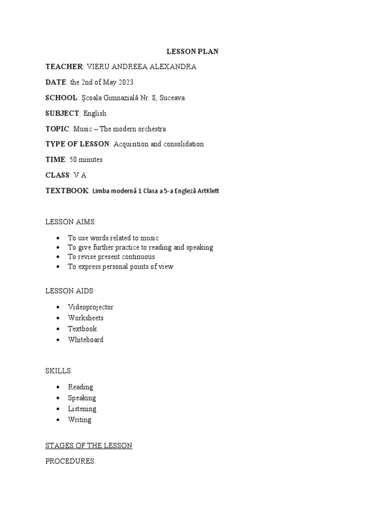 Lesson Plan 5 A | Download Free PDF | Lesson Plan | Learning