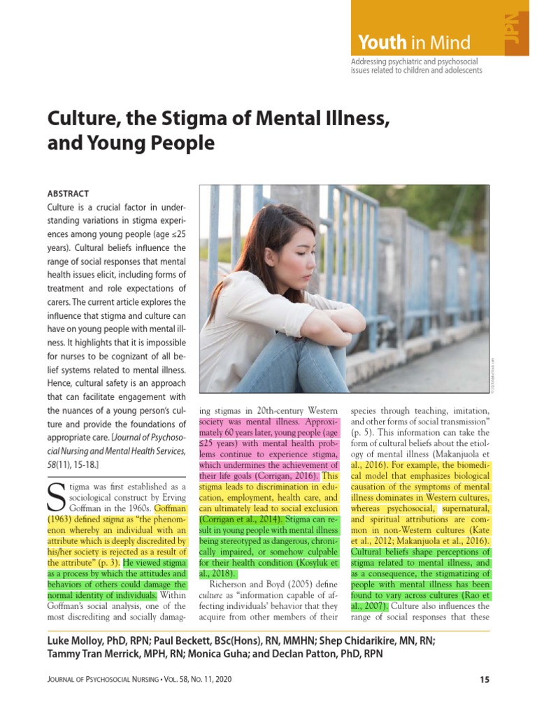 Culture the Stigma of Mental Illness and Young People (Marked) | PDF