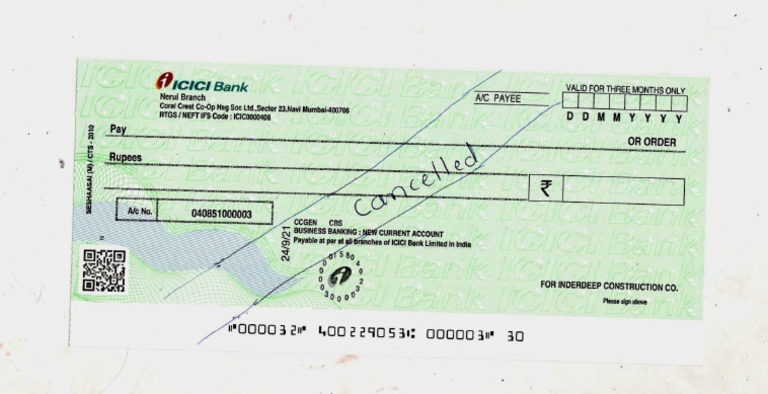IDCC ICICI Cancelled Cheque | PDF