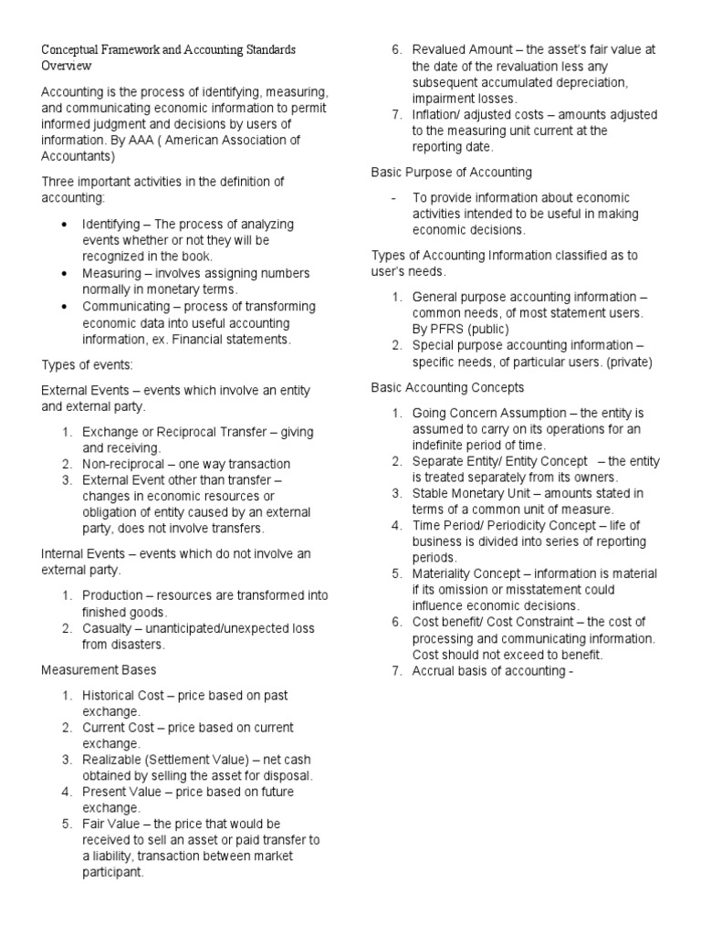 Conceptual Framework and Accounting Standards Overview | PDF | Cost ...