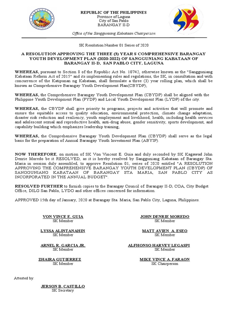 CBYDP Approval for Brgy II-D San Pablo | PDF
