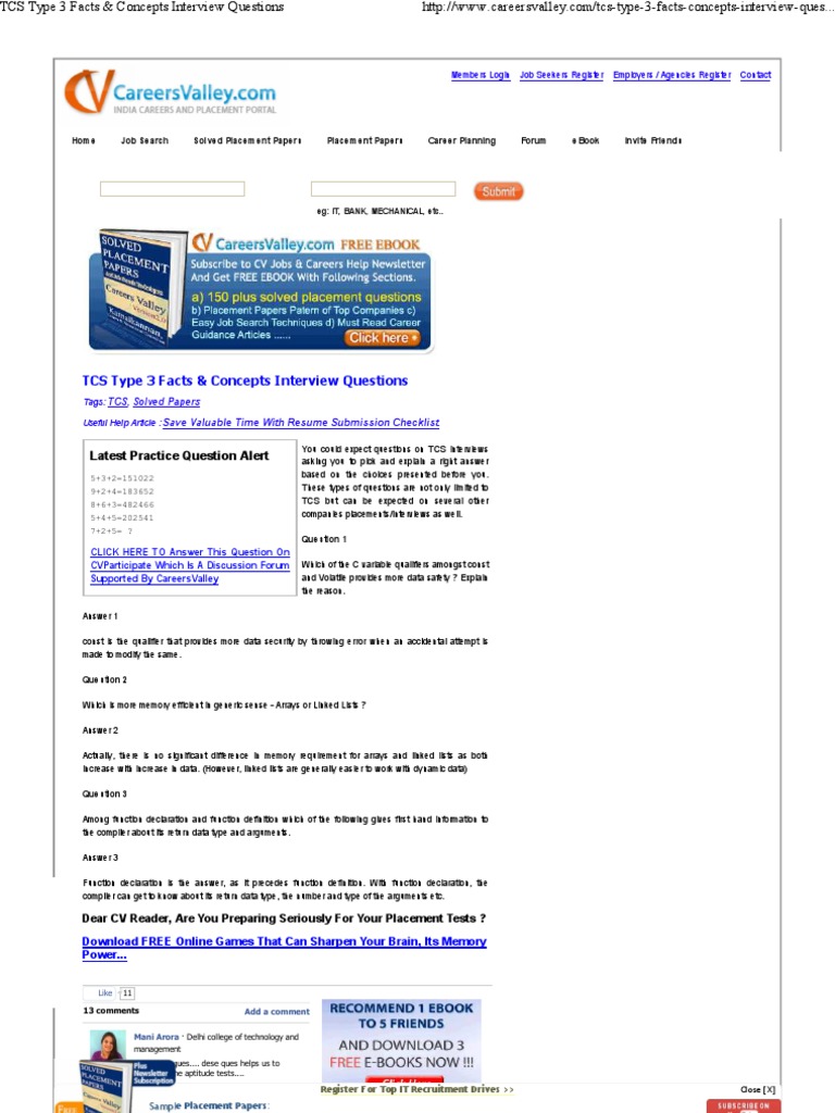 TCS Type 3 Facts & Concepts Interview Questions: Latest Practice ... TCS Type 3 Facts & Concepts Interview Questions: Latest Practice ...