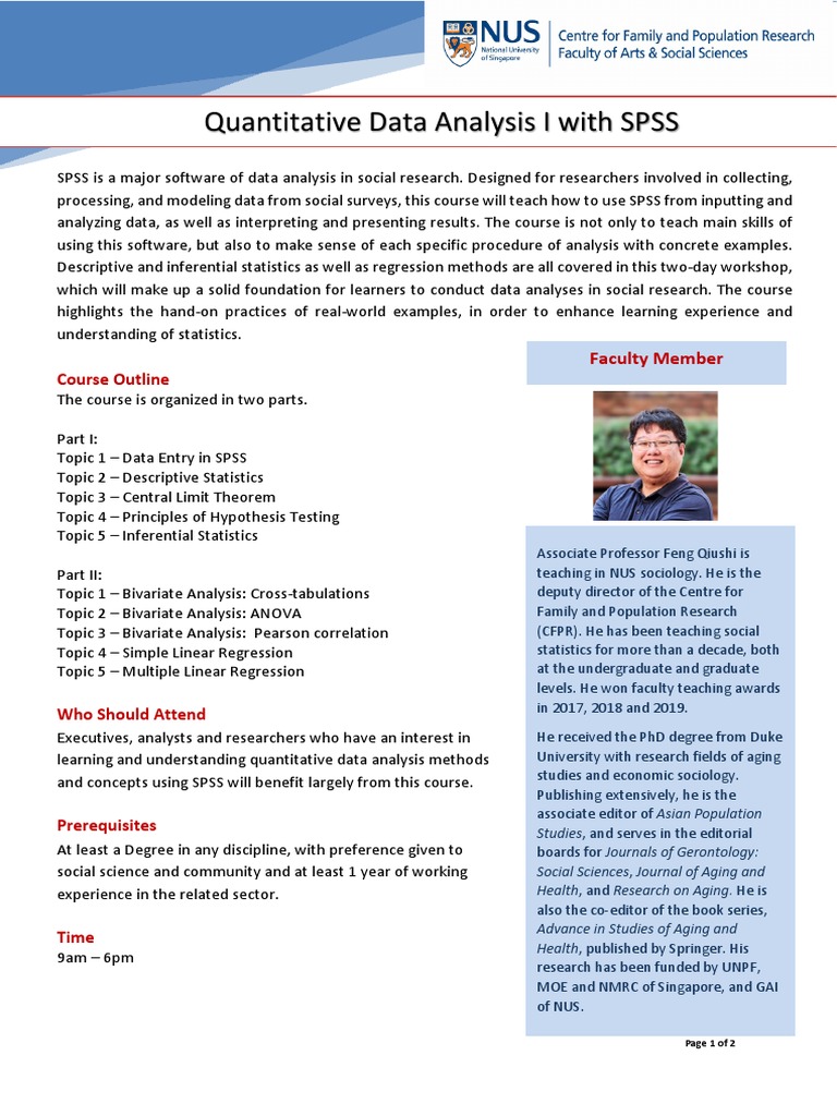 Kursus NUS Singapore Quanti SPSS | PDF | Statistics | Data Analysis