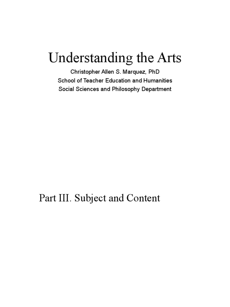 Part III. Subject and Content | PDF