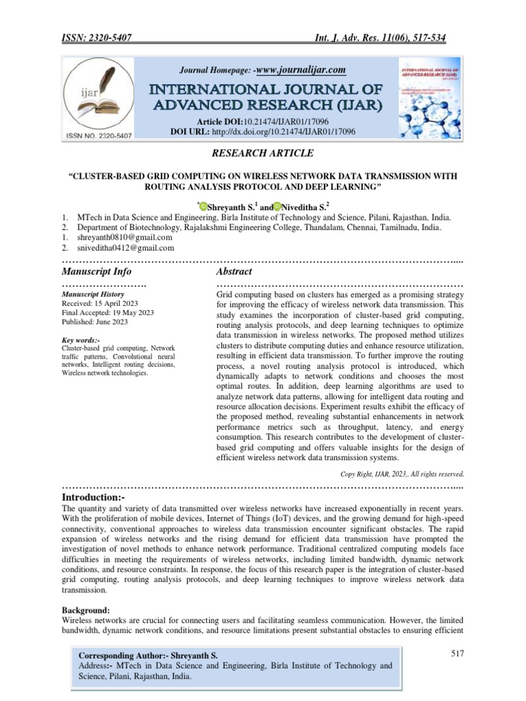 Cluster-Based Grid Computing On Wireless Network Data Transmission With Routing Analysis ...