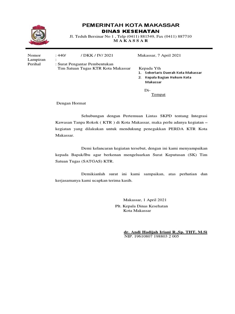 Surat Pengantar SK KTR 1 | PDF