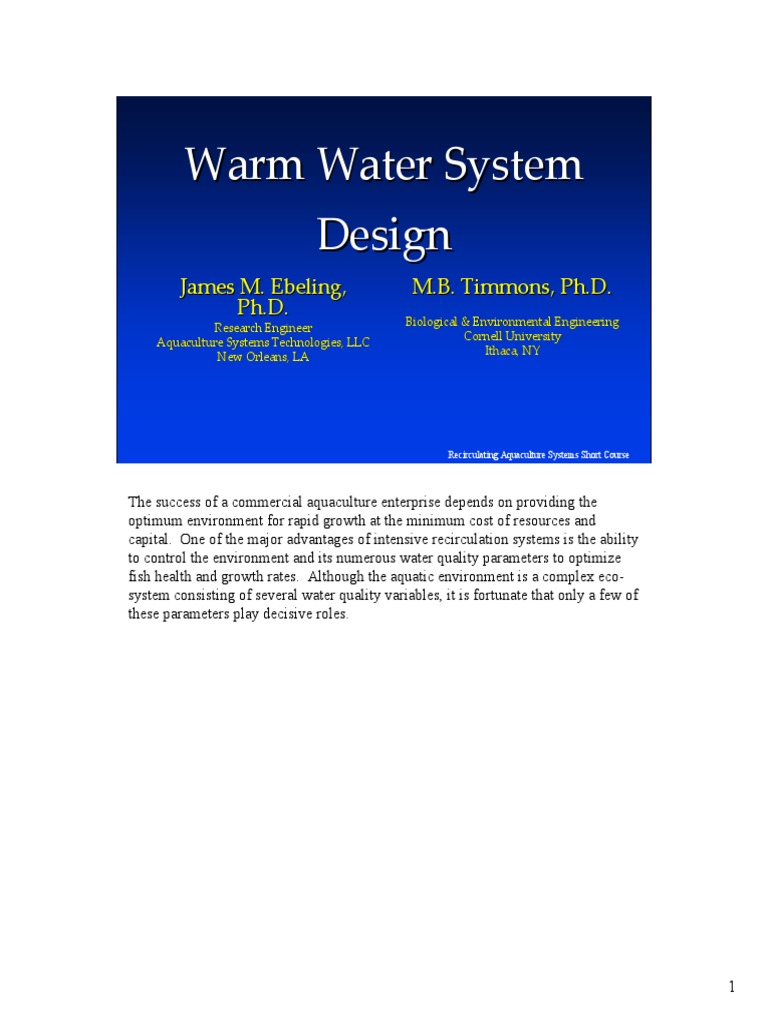 Warm Water System Design | PDF | Environmental Technology | Earth Sciences