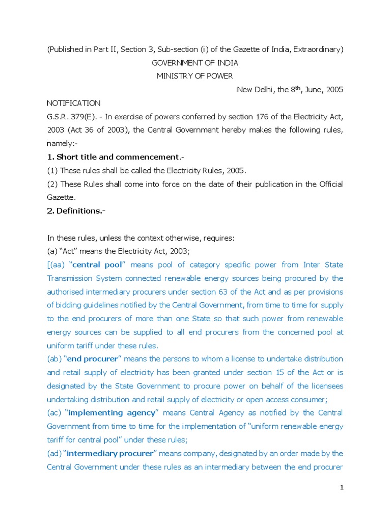 Electricity Rules 2005 with amendments | PDF | Justice | Crime & Violence