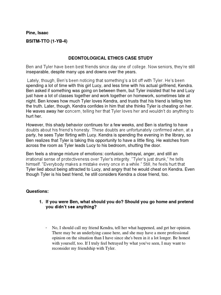 Deontological Ethics Case Study | PDF