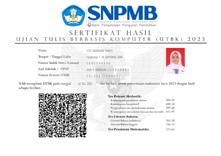 Sertifikat UTBK | PDF | Computers