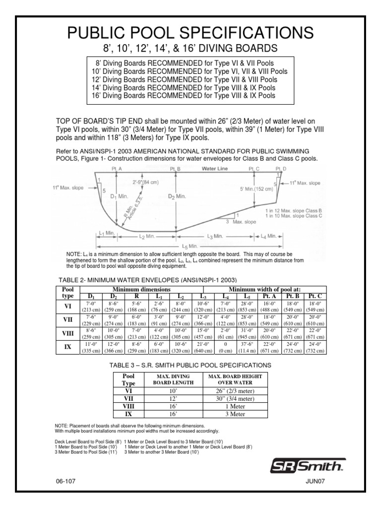 Public Pool Specifications: 8', 10', 12', 14', & 16' DIVING BOARDS | PDF
