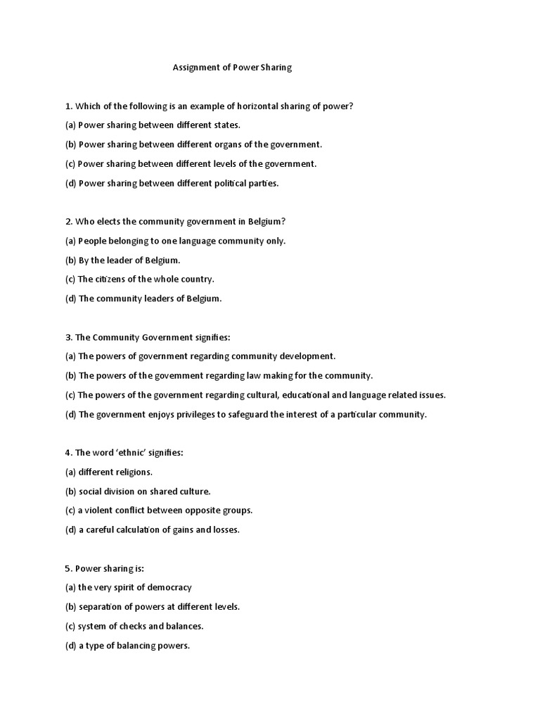 Assignment of Power Sharing | PDF | Sri Lanka | Separation Of Powers