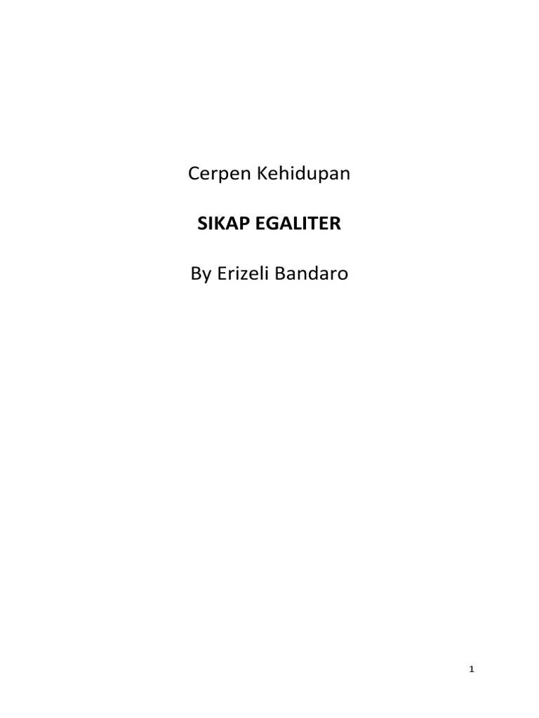Cerpen Kehidupan Sikap egaliter | PDF