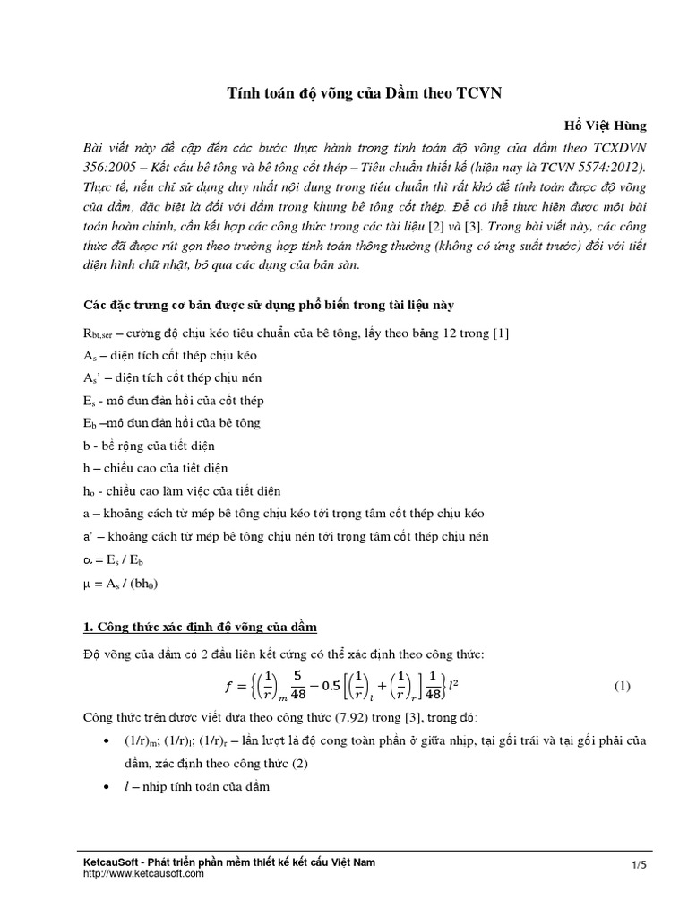 HVH_KCS_20140801_Tinh_toan_do_vong_cua_dam_theo_TCVN | PDF