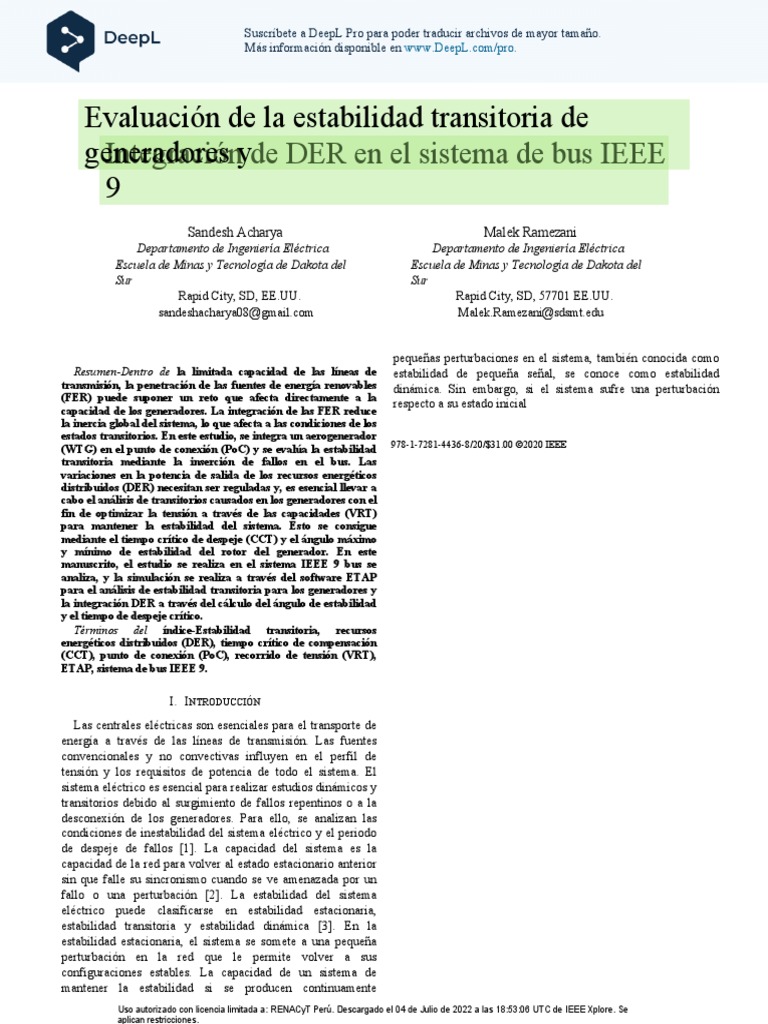 Integración de DER en El Sistema de Bus IEEE 9 Evaluación de La ... Integración de DER en El Sistema de Bus IEEE 9 Evaluación de La ...