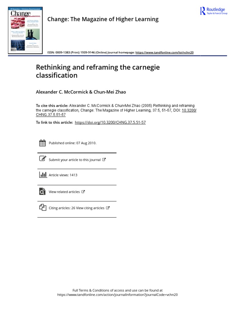 Rethinking and reframing the carnegie classification | PDF