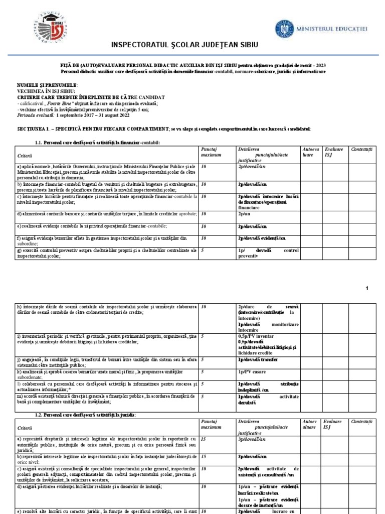 16.fisa Gradatie Didactic Auxiliar Isj 2023 | PDF