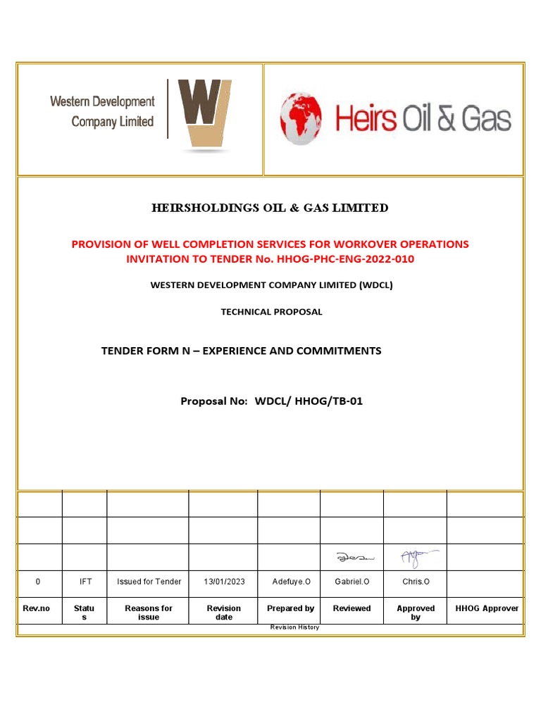 HHOG Workover Services Tender Proposal | PDF