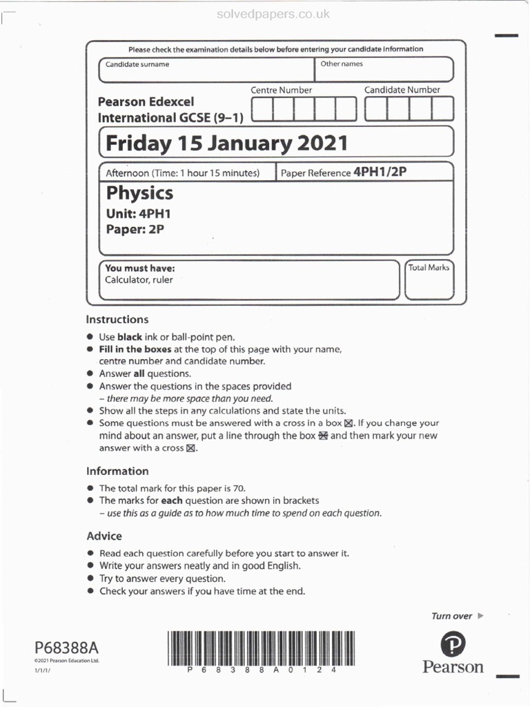 Phy Paper 2P Jan 2021 | PDF