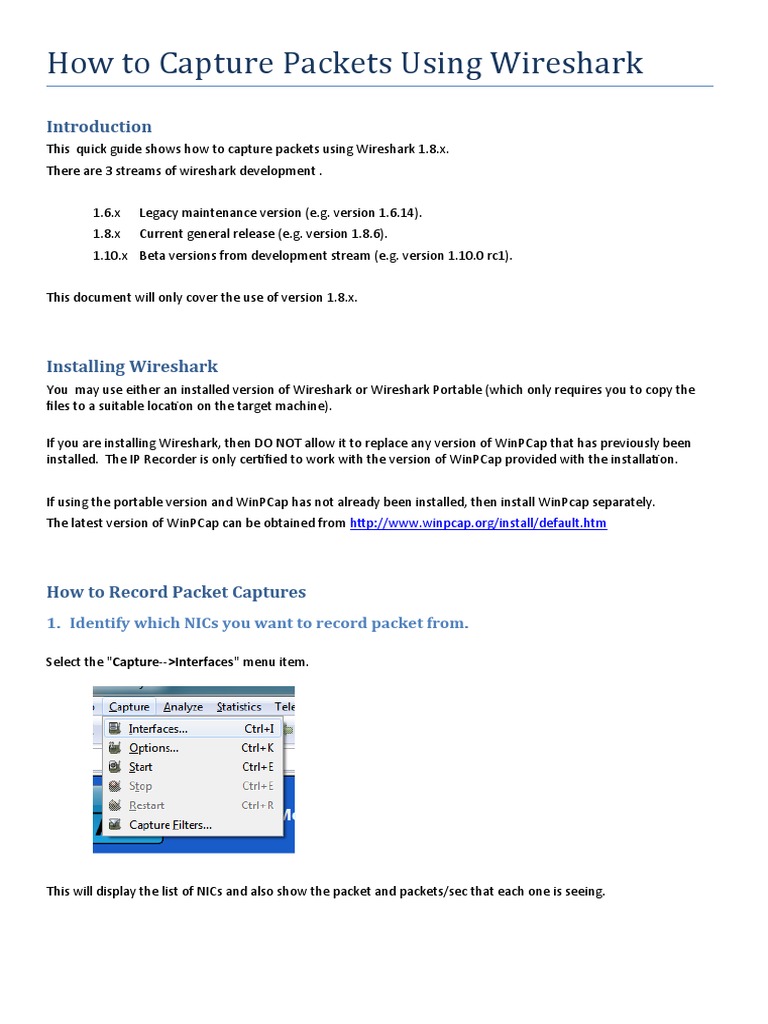 How To Capture Packets Using Wireshark Pdf