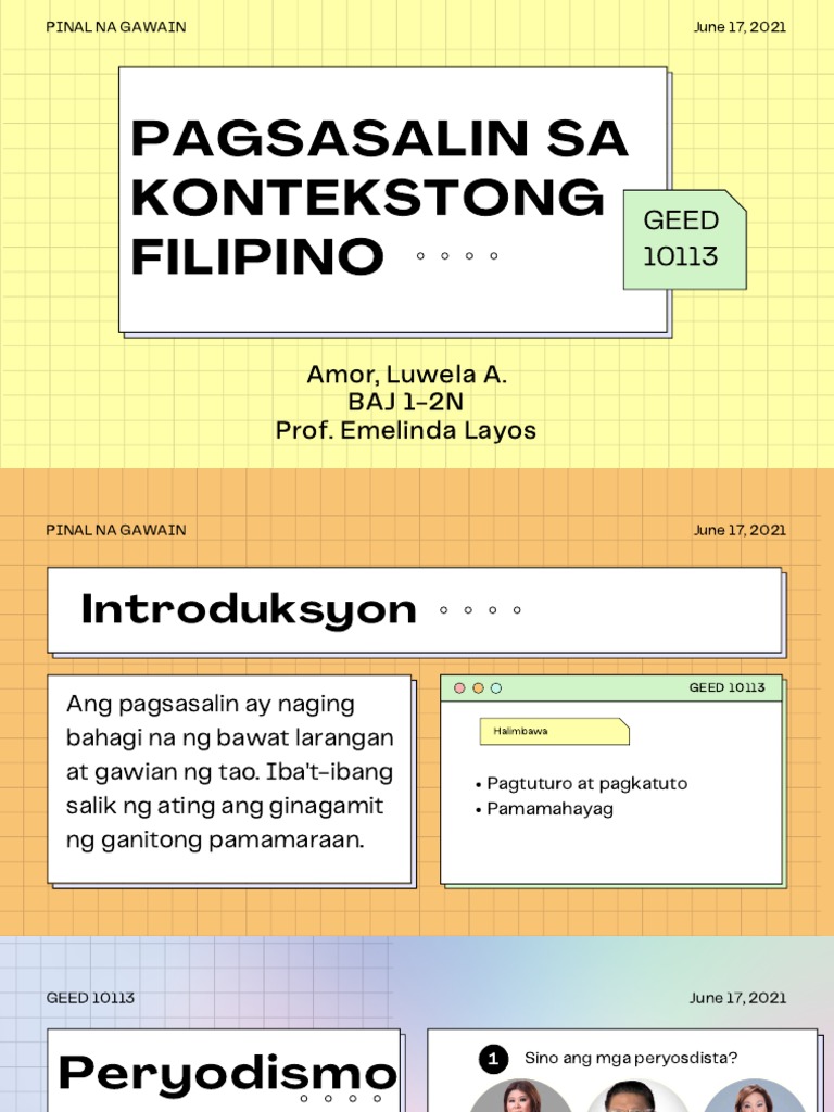 Amor Luwela A. Baj1 2n Pinalnapresentasyon PFK | PDF