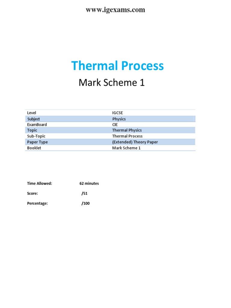 23.1 Thermal Processess CIE IGCSE Physics Ext Theory Ms | PDF | Thermal ...