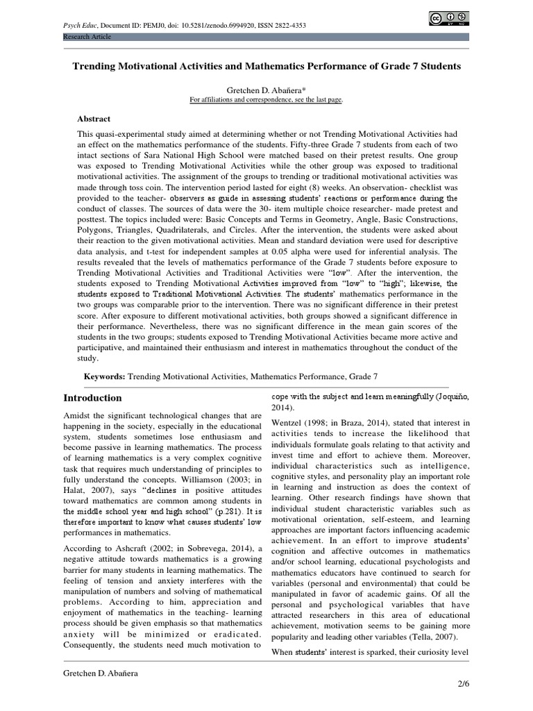 Impact of Trending Activities on Grade 7 Math | PDF