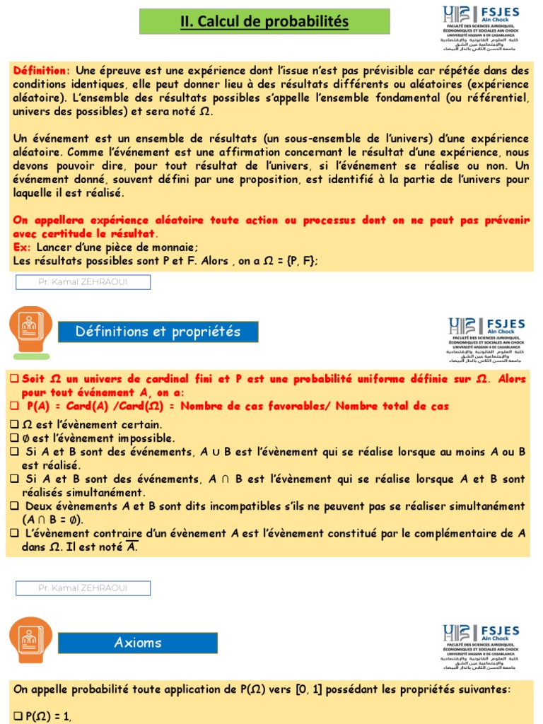 CH 2 Calcul de Probabilités 02 | PDF | Théorie des probabilités ...