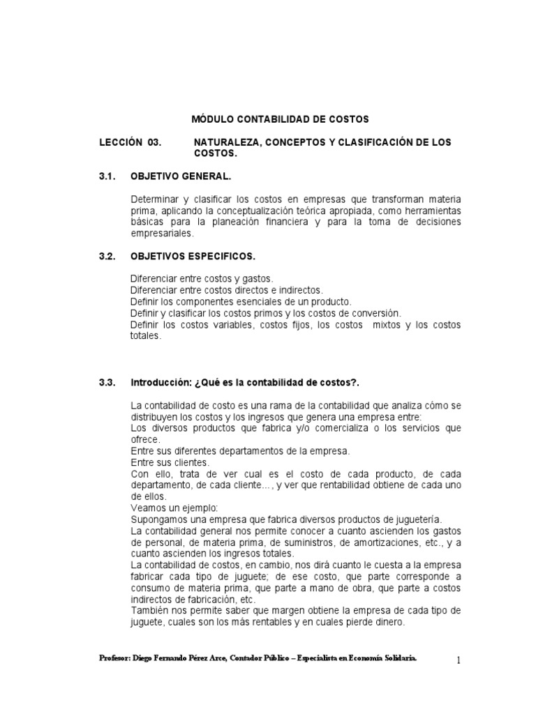Leccion 03 - A CONCEPTOS GENERALES DE COSTOS | PDF | Costo | Contabilidad de costos