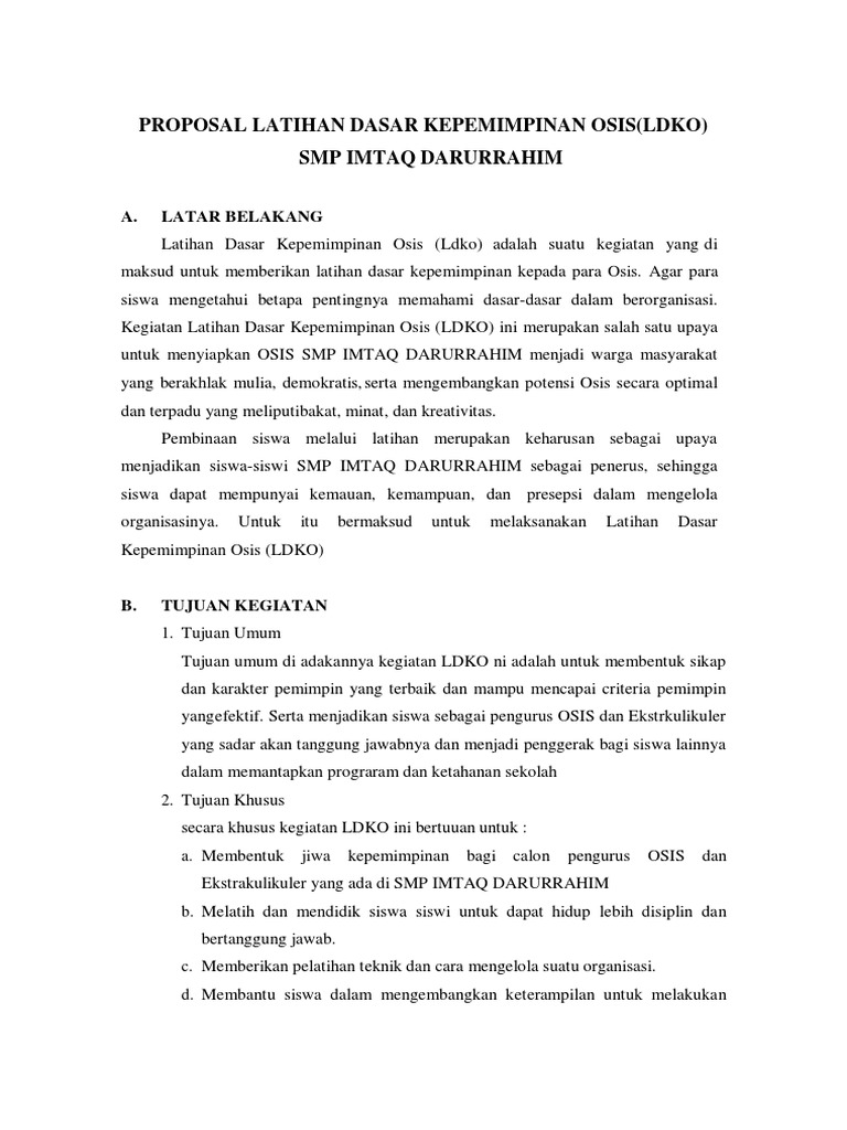 Proposal Ldko | PDF | Karier & Perkembangan