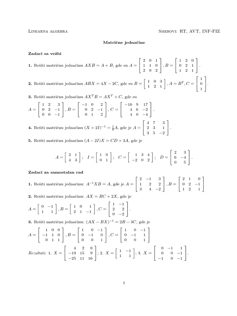 Matrix Equation Solutions Guide | PDF