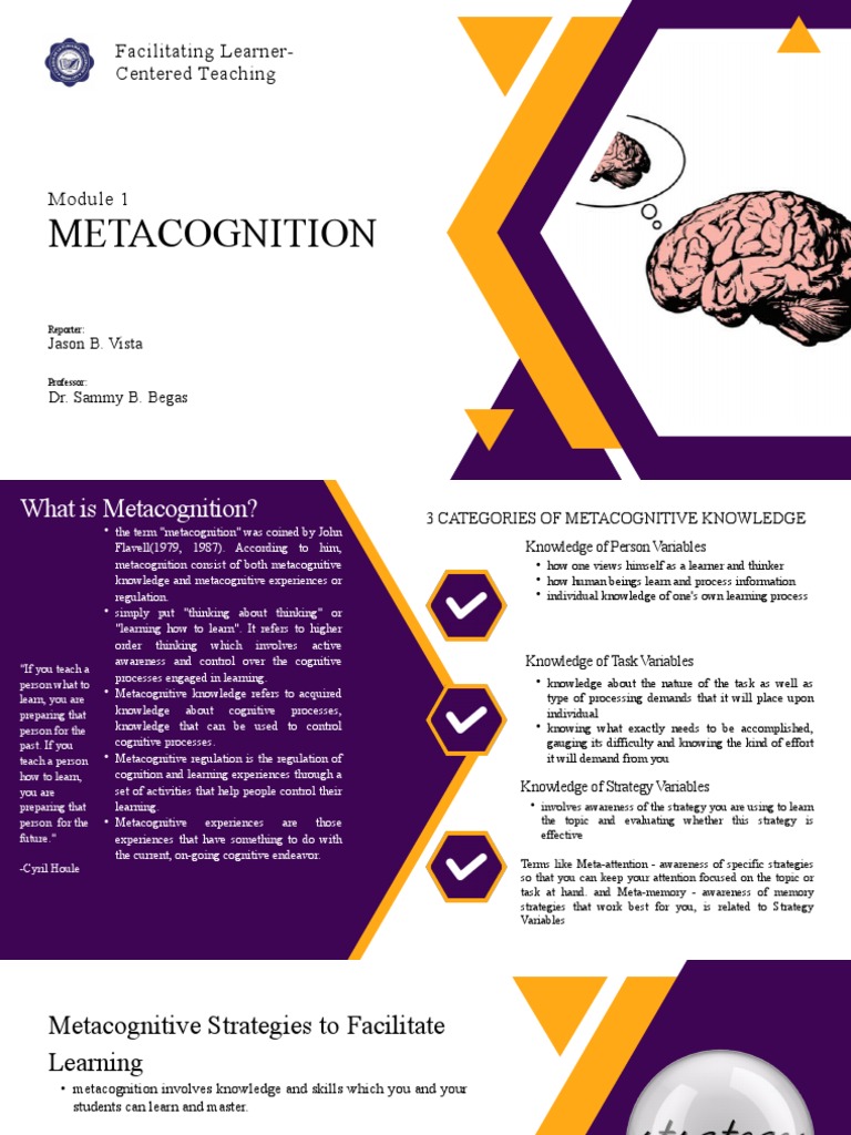 Facilitating Learner-Centered Teaching: Metacognition | PDF | Id | Learning