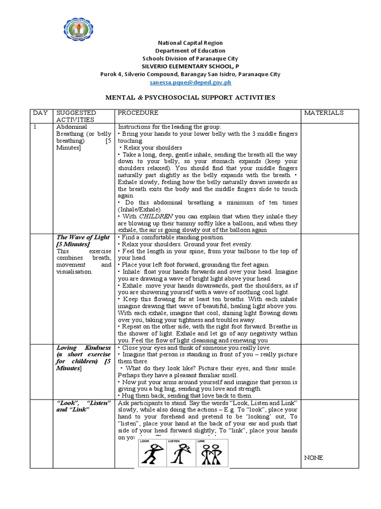 Mental Health ACTIVITIES | PDF | Teachers | Emotions