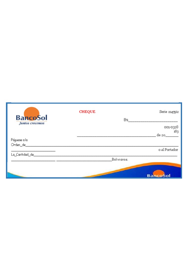 Cheque Banco Sol | PDF