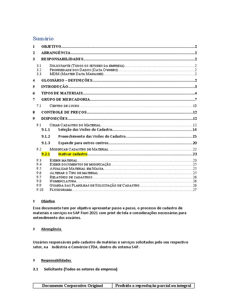 Manual - Usuário - SAP MM (Cadastro de Materiais) | PDF | Dados ...